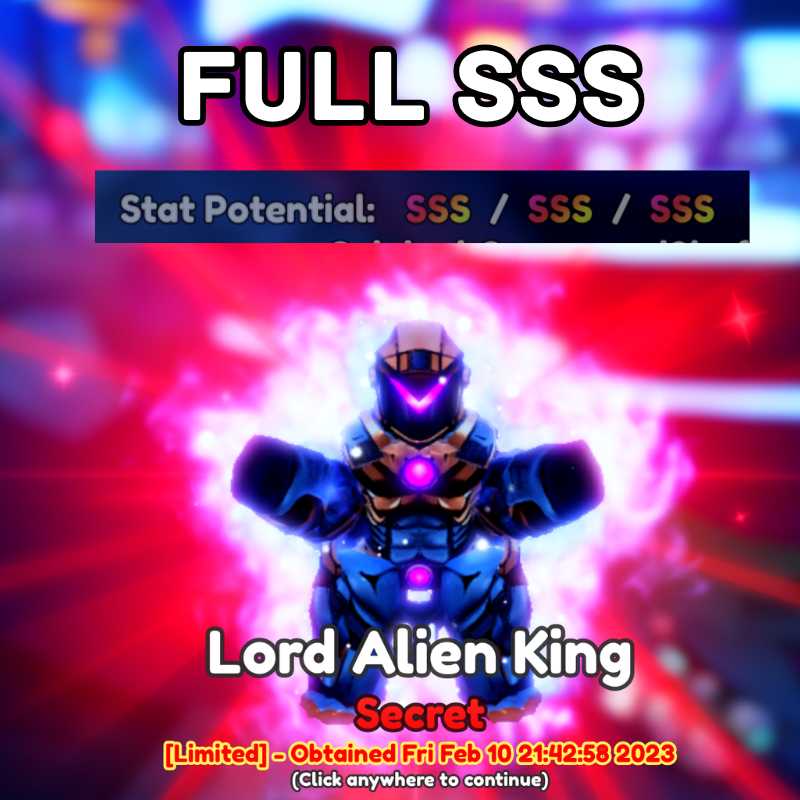A352Lord Alien Full SSS - Anime Adventures - Instant Delivery