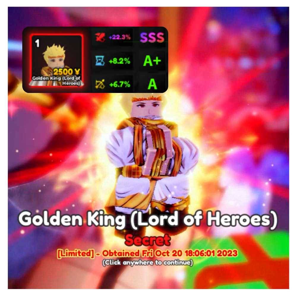 A21 Golden King Evo SSS DMG 22.3% (SSS/A+/A) | Anime Adventures | Fast ...