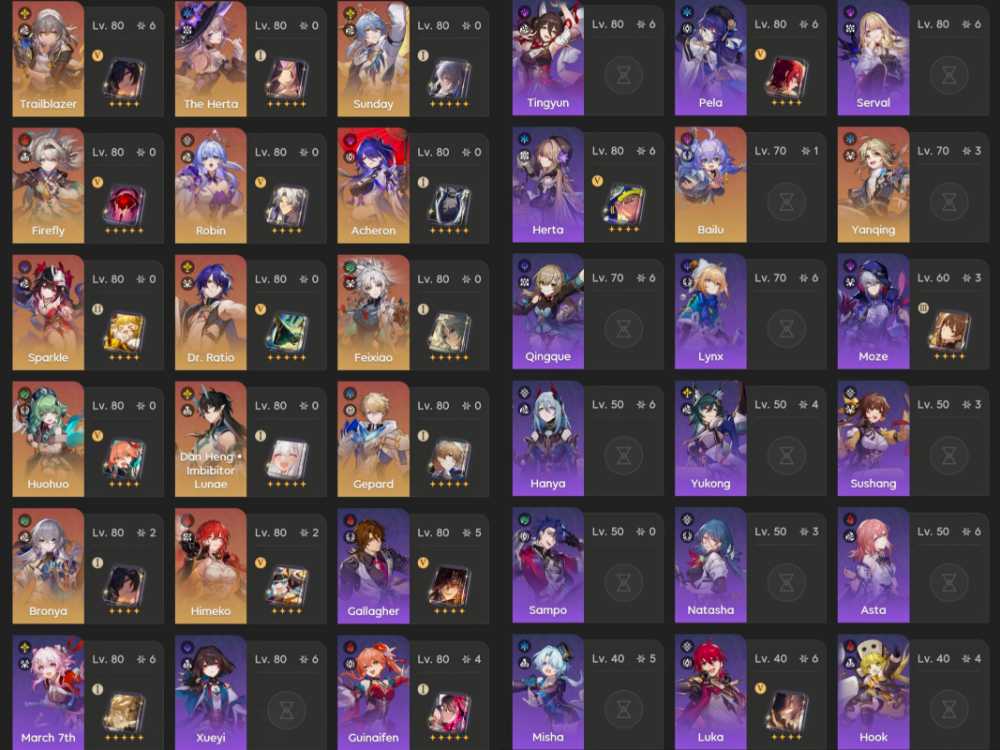 HSR EUROPE TL70 THE HERTA S1,ACHERON S1,FEIXIAO S1,FIREFLY,DANIL,RATIO ...