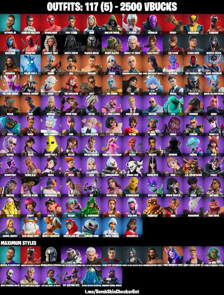 117 SKINS+FULL BESKAR MANDALORIAN+RACHEL ROTH+LARA CROFT+THE FLASH ...