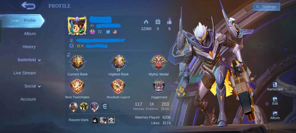 Rush SALE Mobile Legends Account 113 Heroes, 197 Skins, Full Emblems