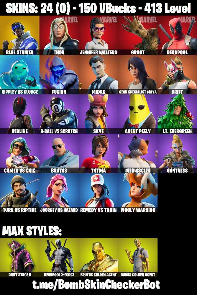 24 SKINS - DRIFT STAGE 5 - MIDAS GOLDEN AGENT - BRUTUS GOLDEN AGENT ...