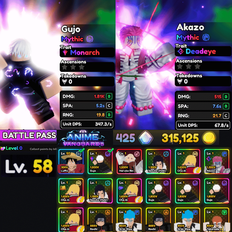 ID787 New: Gujo Monarch 0.1%,Akazo DeadeyeAnime Vanguards - Full ...