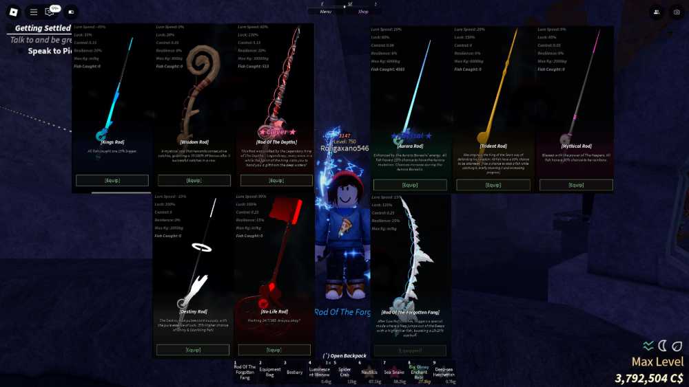 Lv.750 |Rod Of The Fargotten Fang + No-life Rod+ Rod of the Depths ...