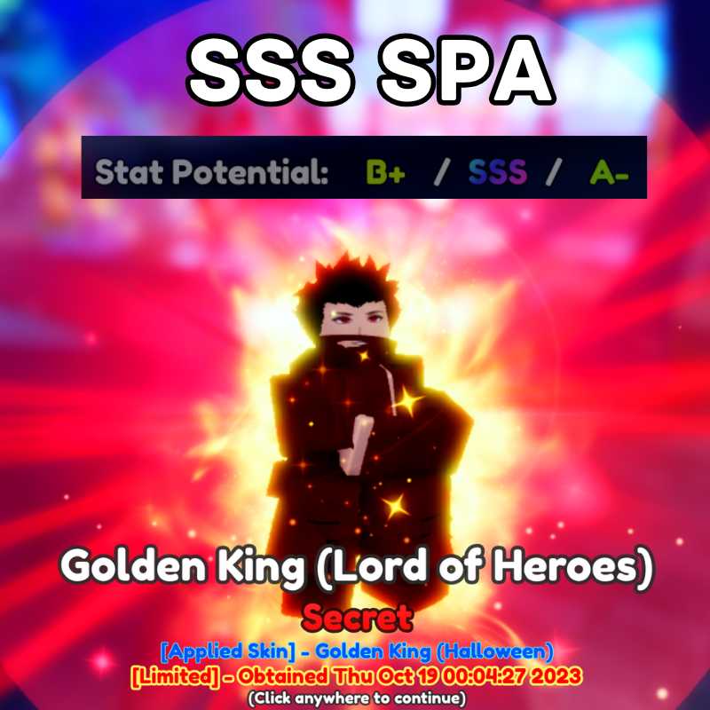 A285Golden King Evo SSS SPA - Anime Adventures - Instant Delivery