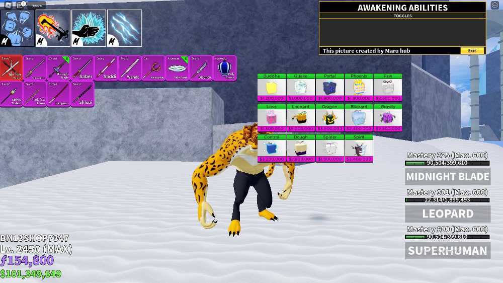 Blox Fruit Account Lv:2450Max | Awaken Leopard