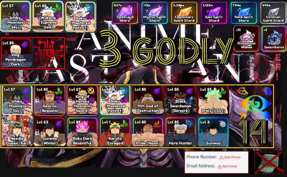 [ Account ] 3 Godly | 1 Glitched | 14 Avatar | 17 Overlord | Anime Last ...