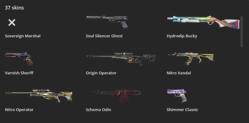 37 Skins Knife Platinum 2 Origin Operator Sovereign Marshal Nitro Vandal