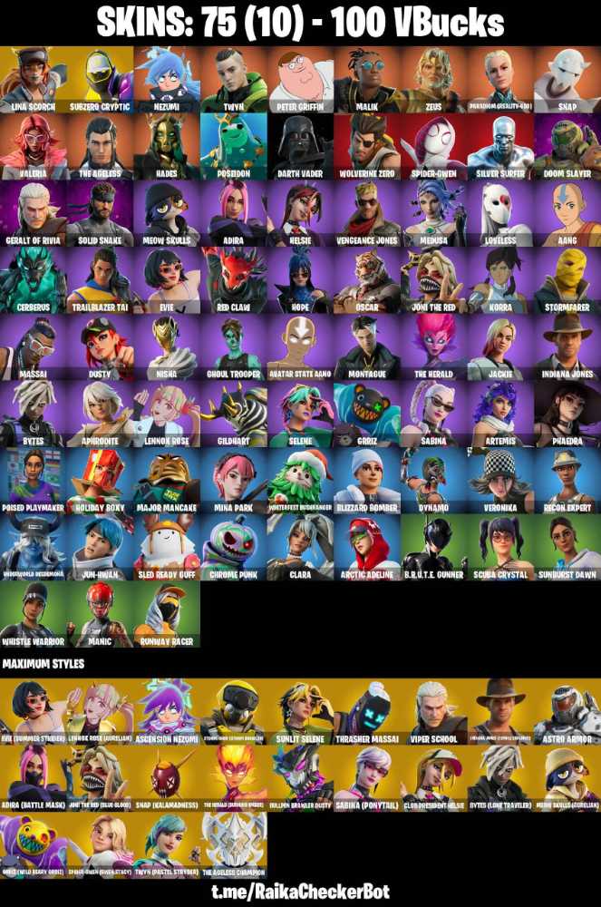 75 SKINS+GET GRIDDY+GHOUL TROOPER+MINA PARK+SPIDER-GWEN STACY+DARTH ...