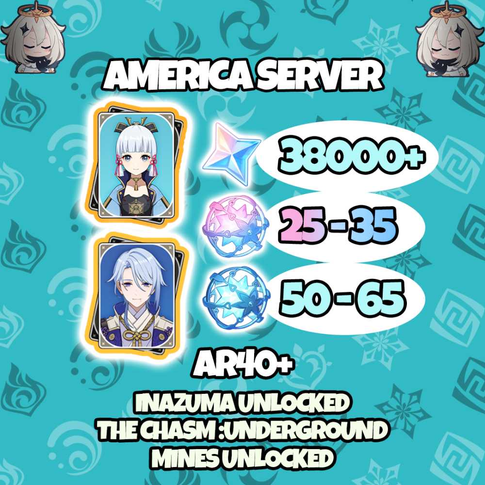 [America] Ayaka Ayato (340 Wishes) | AR40+ | 38000 Primogems + 25-35 ...