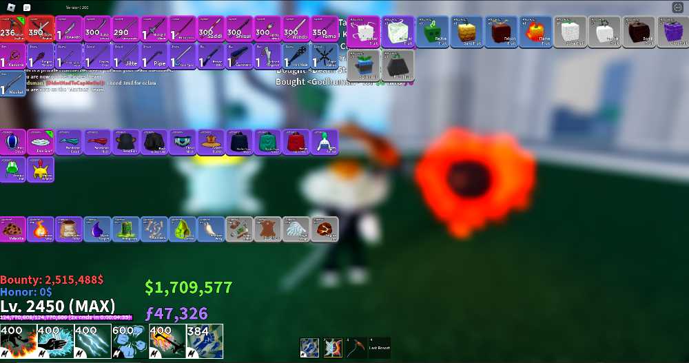 Blox Fruits| Lv2450 |Godhuman + True Triple Katana + Hallow Scythe ...