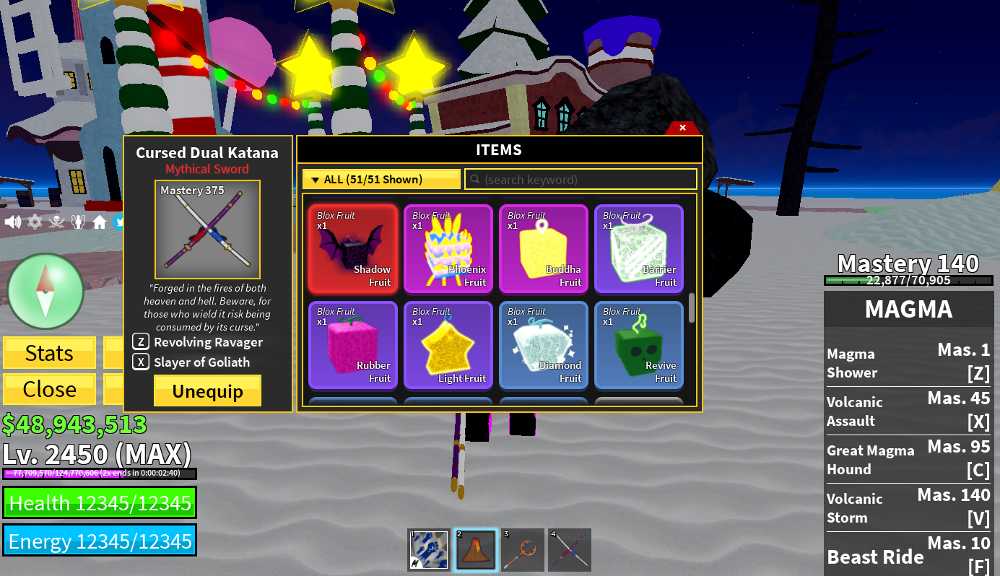 Blox Fruits | Max Level Account (2450) | Full Awakened Magma | 48M ...