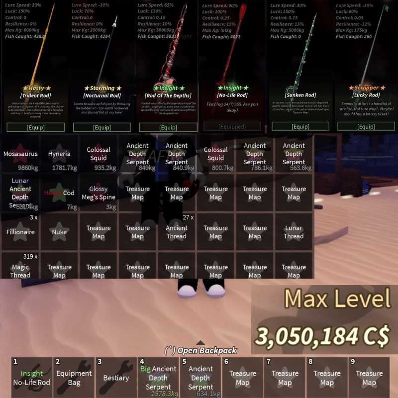 ID109Fisch: Level 750 Max 3M C$ - No-Life Rod , Rod of the Depths ...