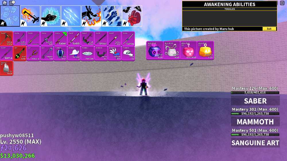 [Cheap] Blox Fruits Level:2550 + Sanguine Art/Mammoth/Shark Anchor ...