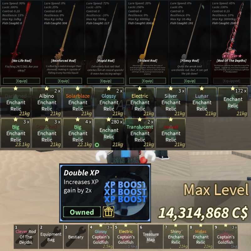 SALEID175Fisch: Level 750 Max 14M3 C$ - No-Life Rod , Rod of the Depths ...