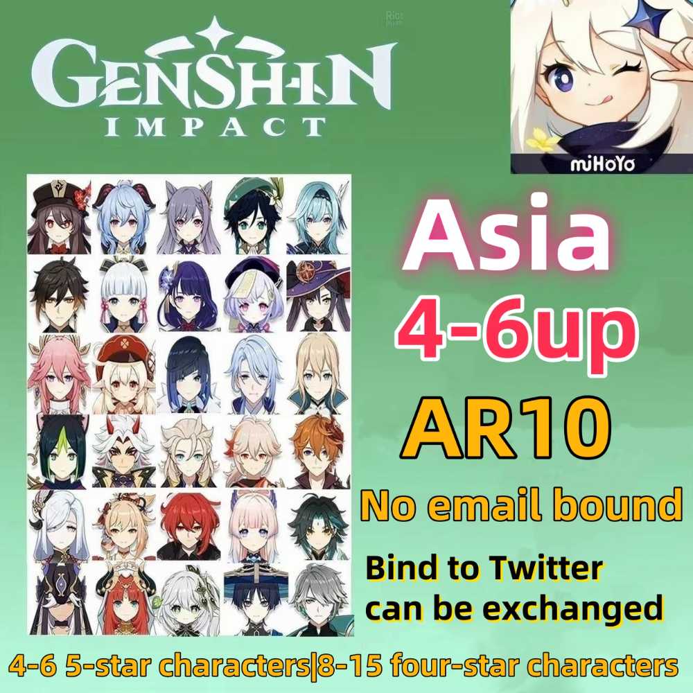 Asia|AR10|Female|Xilonen+Nahida+Raiden Shogun+Yoimiya+Kaedehara Kazuha ...