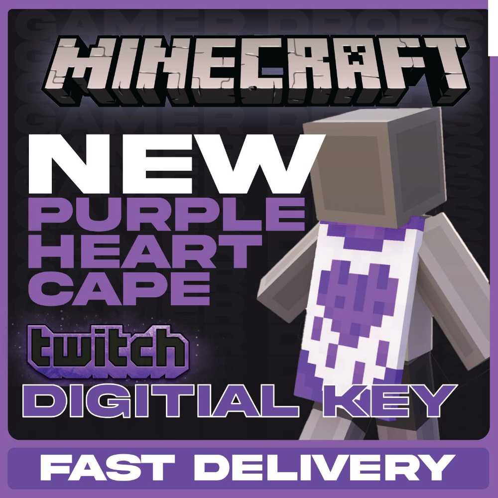 Minecraft Purple Heart Twitch Cape Code | Bedrock Edition| Fast Delivery!