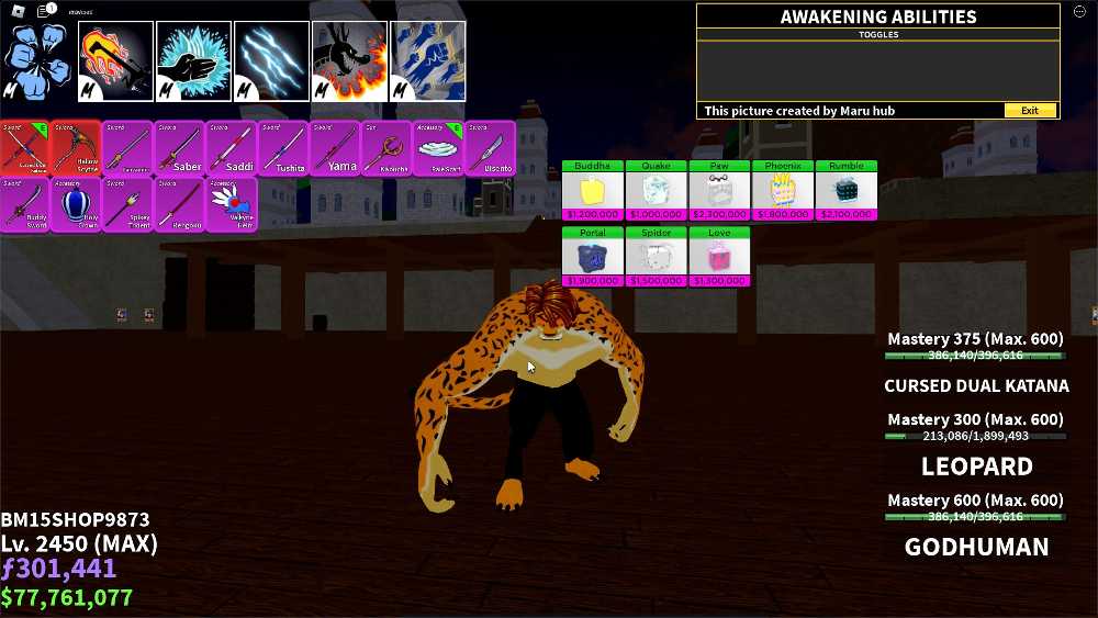 Blox Fruit Account Lv:2450Max | Awaken Leopard