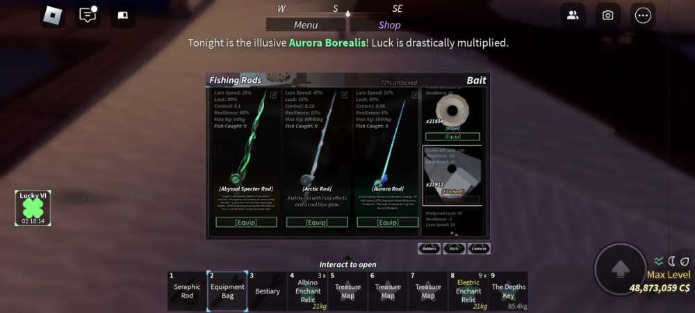 FISCH - Account max level 1000 with 70% rod ,Seraphic rod,Abyssal ...