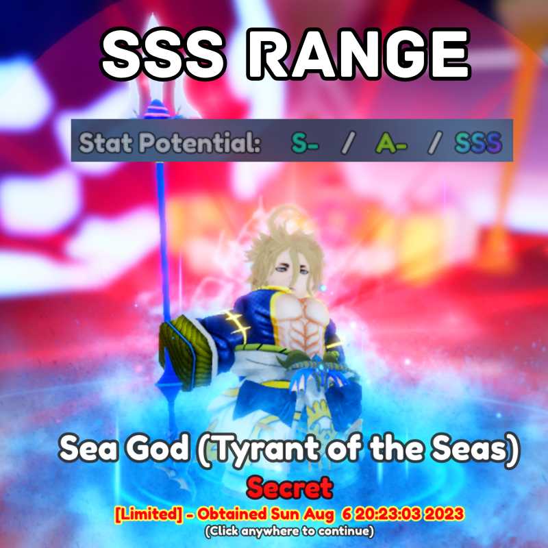 A639Sea God SSS RANGE / 10.5% - Anime Adventures - Instant Delivery