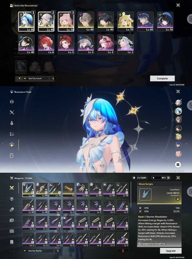 5 character ⭐5, 3 weapon signature ⭐5 ,arsite 3.000, Jinshi + sign, Shorekeeper R2/C2 , Xiangli ...