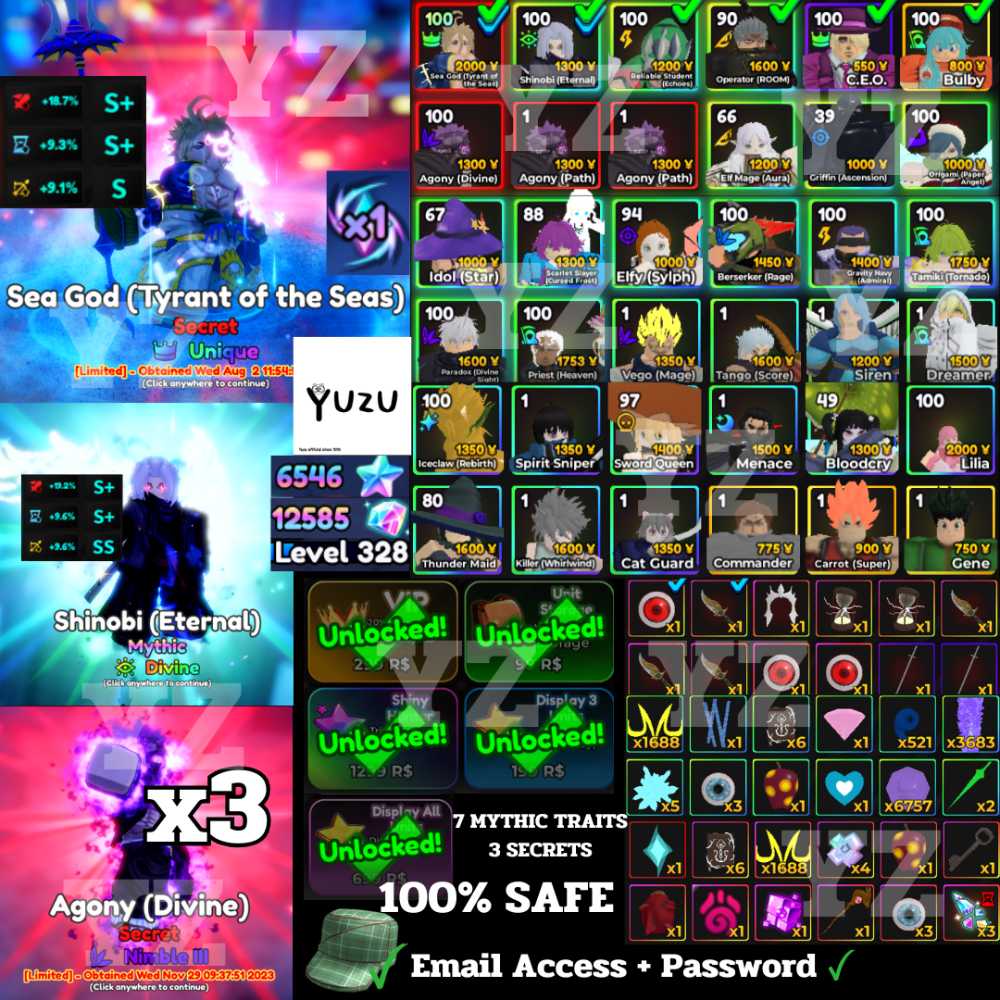[ready To Play] Unique Poseidon Divine Sasuke 7 Mythic Traits 3