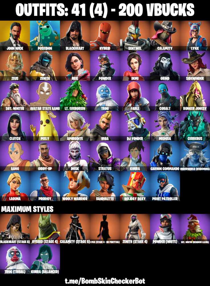 PC/XBOX/NINTENDO 41 SKINS JOHN WICK PRODIGY CARBON COMMANDO POINT PATROLLER PEELY DJ YONDER ...