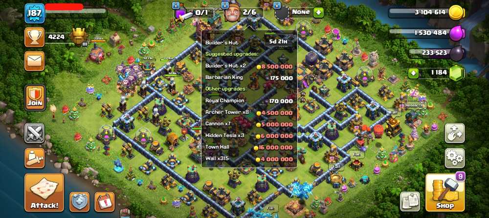 #511-ALMOST MAX TH 14-BUILD 6-Lvl 187-King 73-Queen 80-Minion Prince 50 ...
