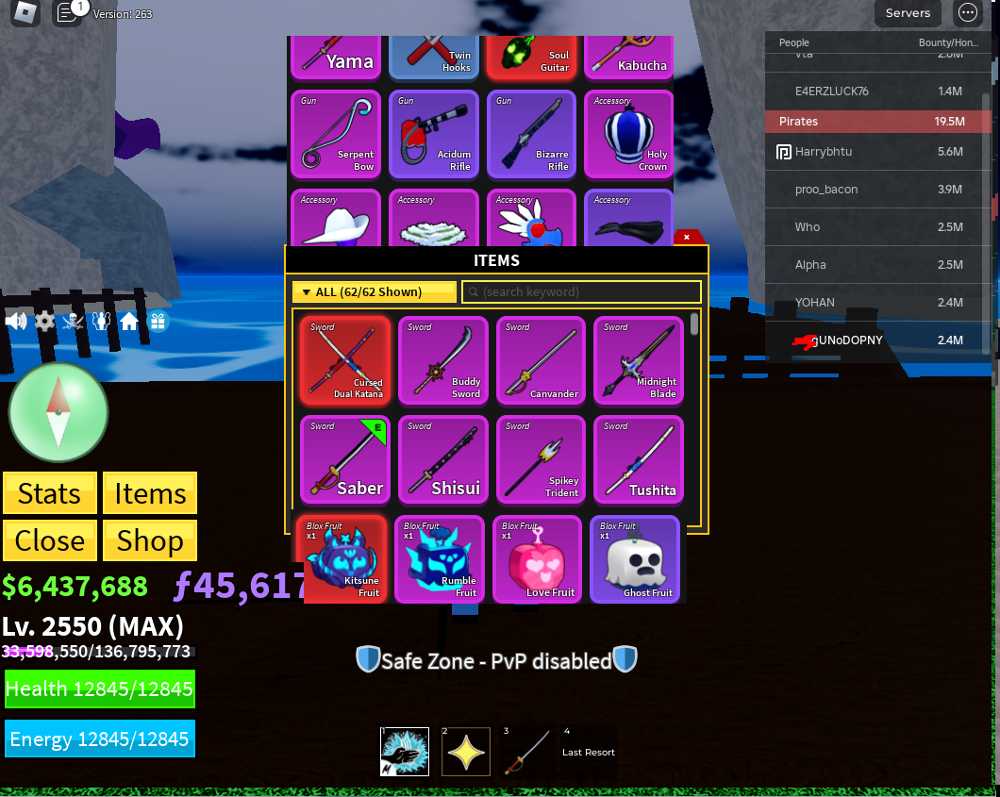 Blox Fruits / Kitsune Inventory / KArate-CDK-SG / 6m Beli / 45k ...