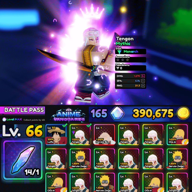 ID493 Tengon Monarch 0.1%Anime Vanguards - Full Unverified - Instant ...