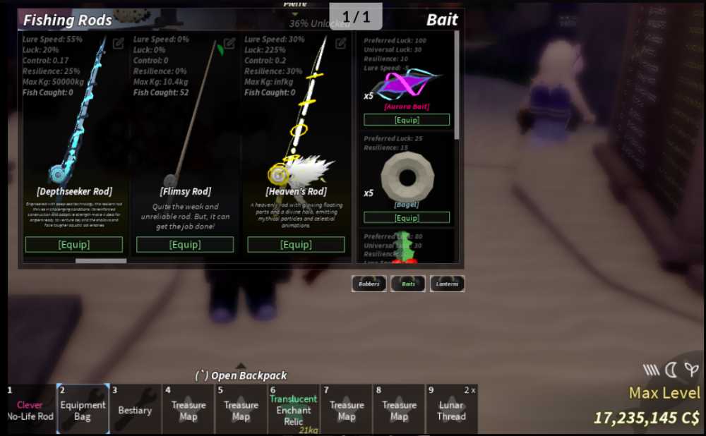 Fisch Level 1000(Max) 17M+ C$ Seraphic Rod+No Life Rod+Heaven Rod ...