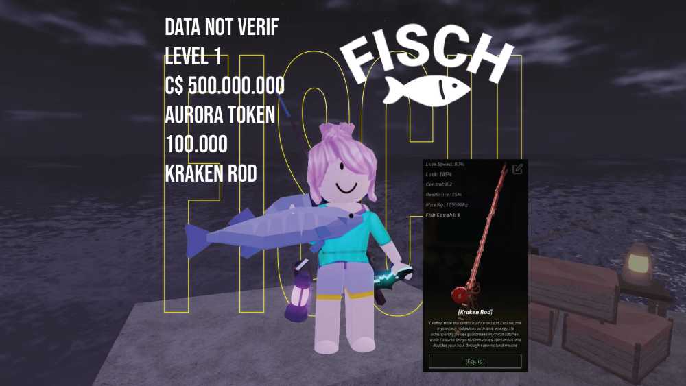 FISCH ACCOUNT 100K AURORA TOTEM C$ 500M KRAKEN ROD