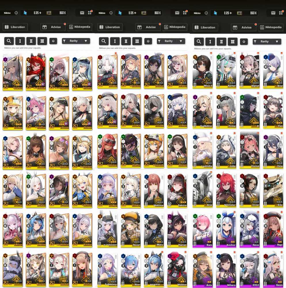 Nikke [SEA] Lv287 | 64 SSR - 8k gems - Pilgrim 12/13 (-Noah) - Full ...