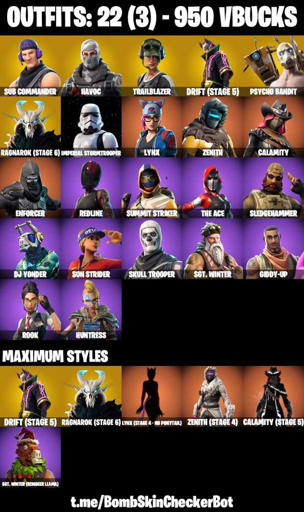 PC/PSN/XBOX/NINTENDO 22 SKINS PSYCHO BANDIT TRAILBLAZER HAVOC RAGNAROK ...