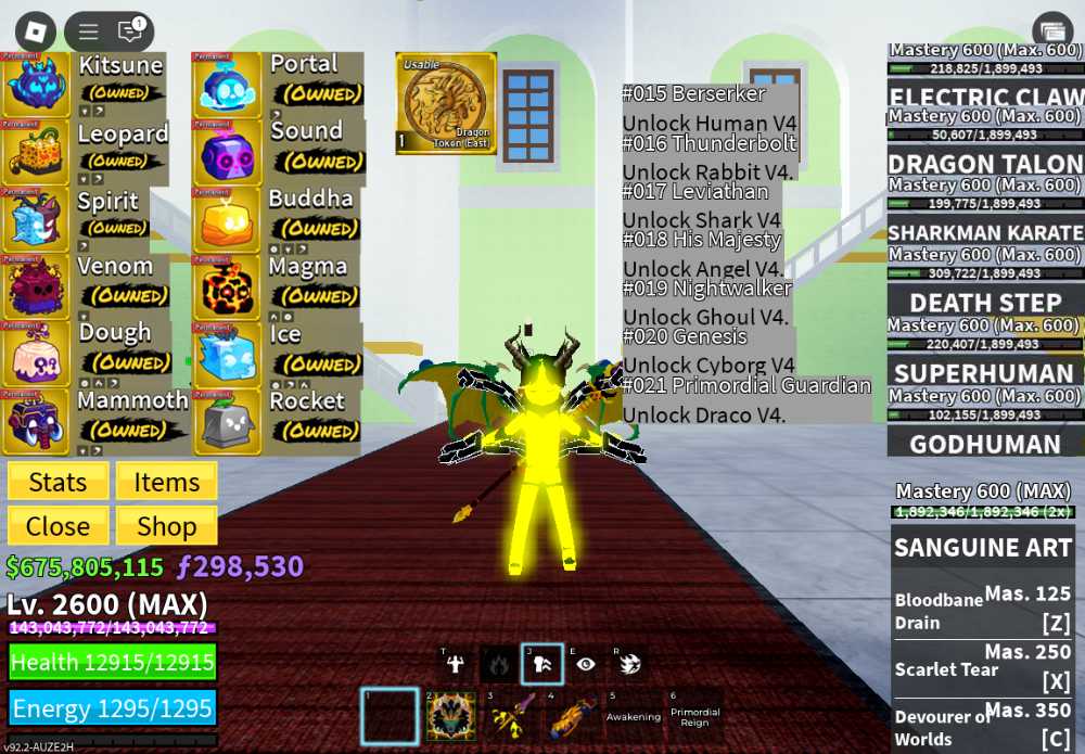 Blox Fruits | All Race v4 T10 | Max Level 2600 | Maxed All v2 Fighting ...