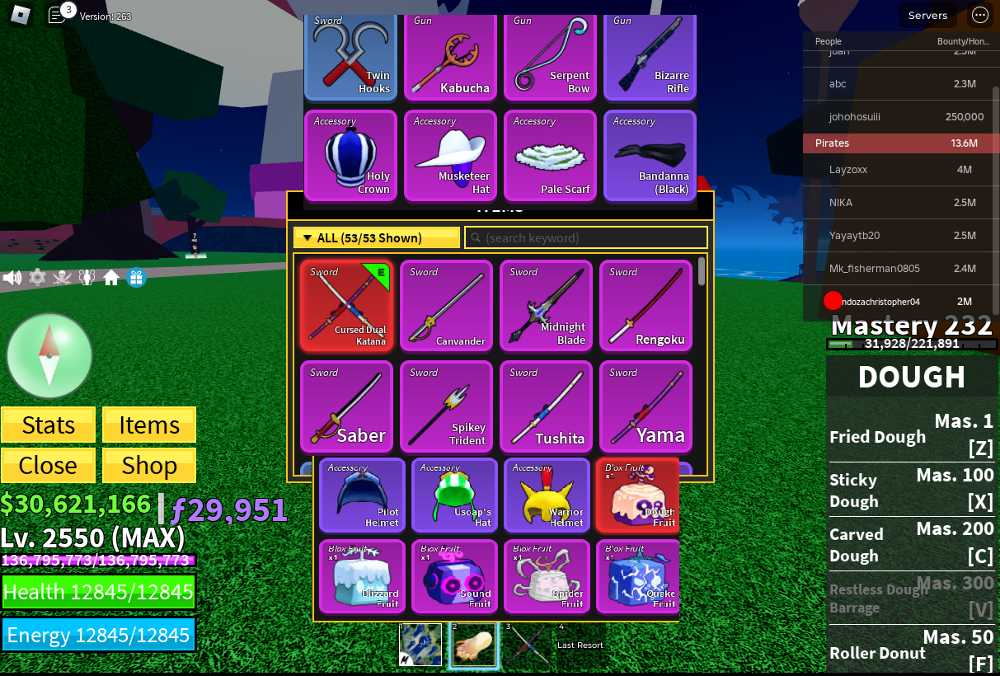 Blox Fruits / Dough Inventory / CDK-GHM / 30m Beli / 29k Fragments ...
