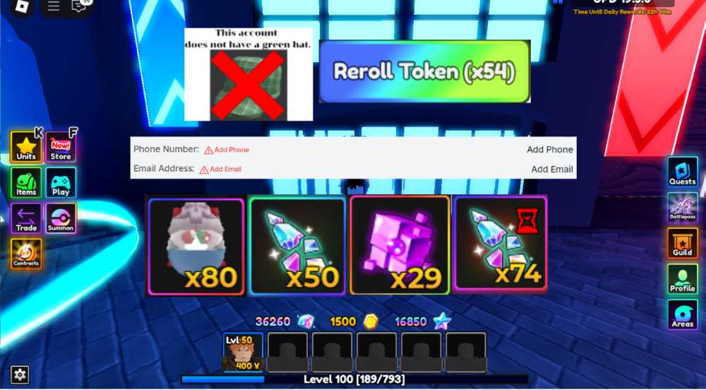 ACC Starter LVL 100 | 54 Reroll Token 36000 Gems | Anime Adventure | Roblox