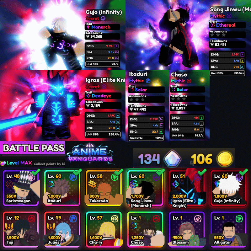 ID863 Gujo Secret Monarch S/Z+/Z+,Song Jinwu Ethereal,Igris Evo Deadeye ...