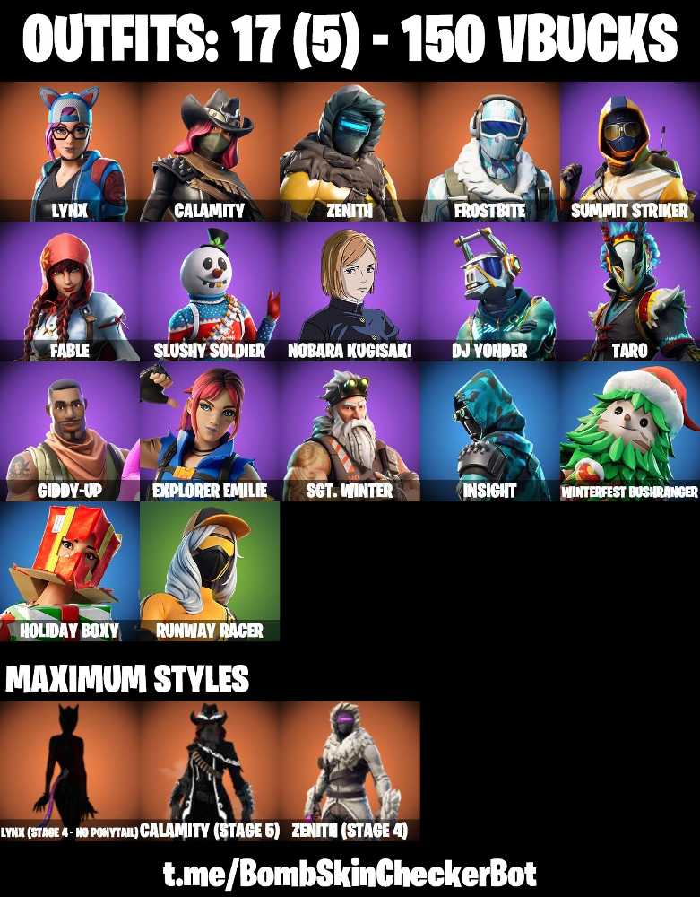 PC/XBOX/NINTENDO 17 SKINS DJ YONDER HOLIDAY BOXY WINTERFEST BUSHRANGER ...