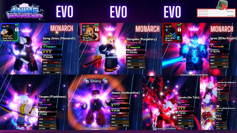 21. Anime Vanguards 3MonarchLV.80 ⭐Igros (Elite Knight)EVO0.1Monarch Z ...