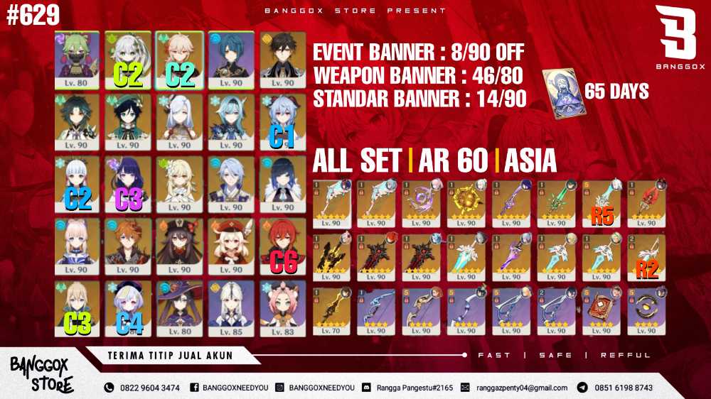 GENSHIN IMPACT ASIA NAHIDA C2 KAZUHA C2 AYAKA C2 RAIDEN C3