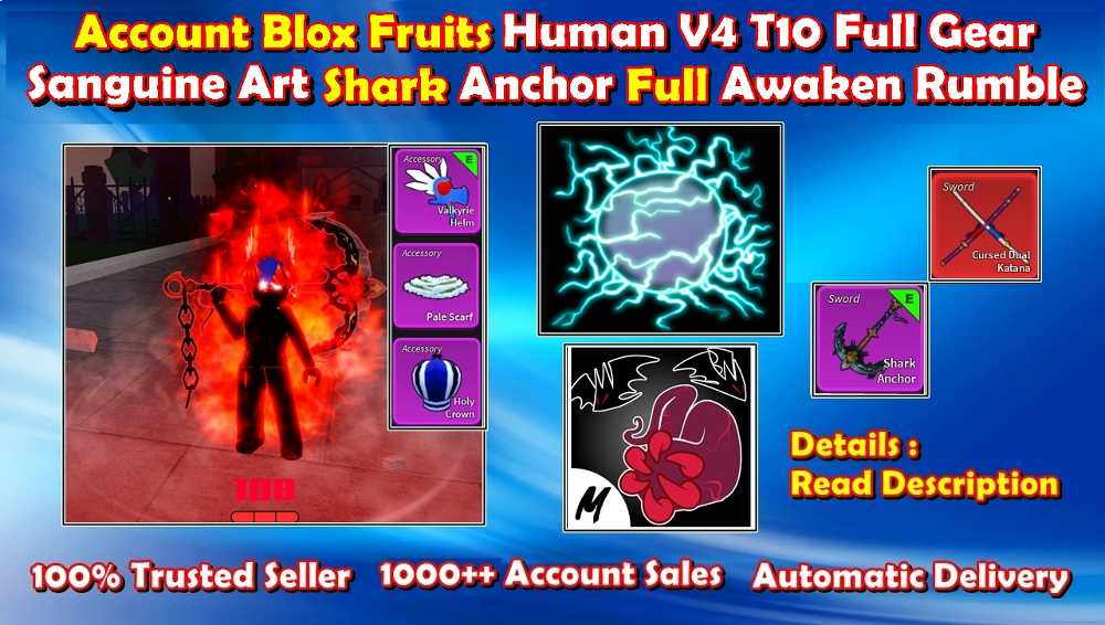 Blox Fruit Level 2550 Race Human V4 T10 Full Gear Sanguine Art Full ...