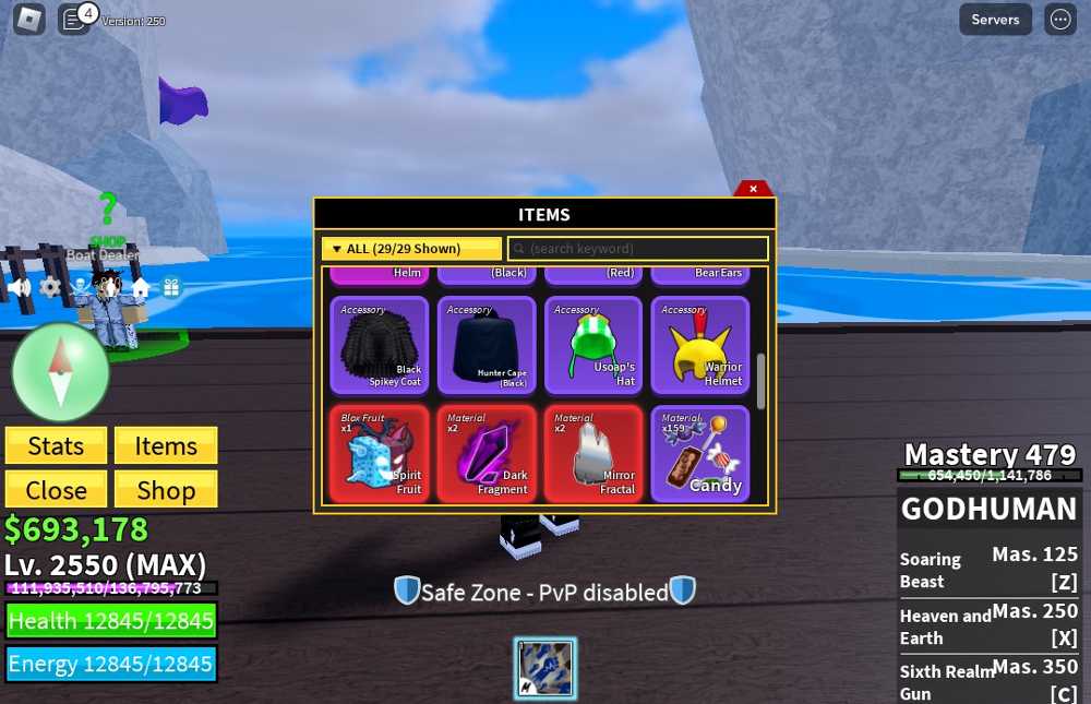 Blox Fruits 2550 lvl Rabbit GodHuman 479 Spirit Fruit