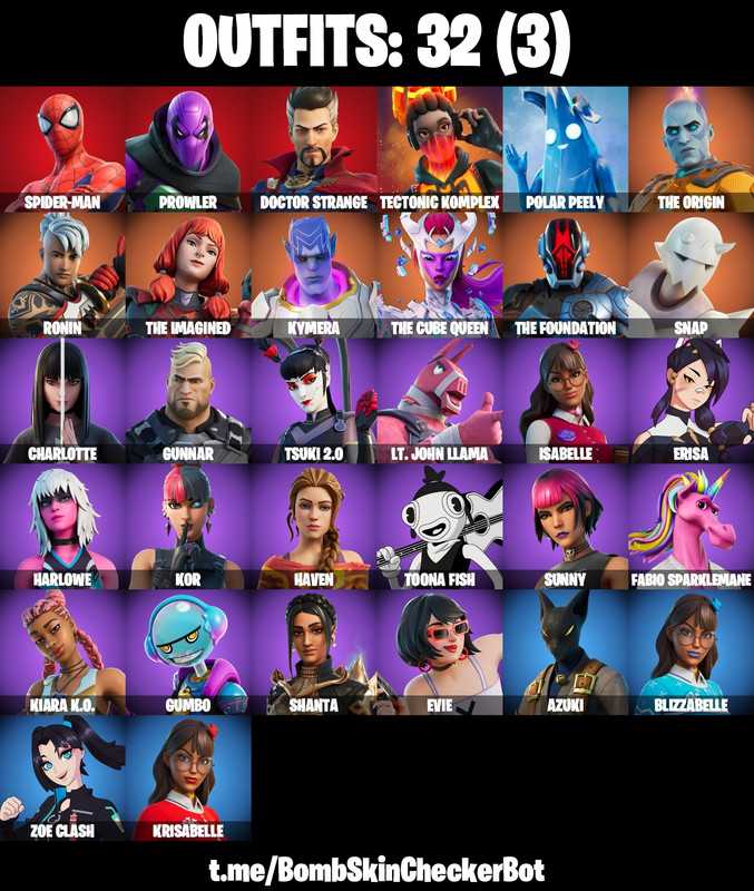 32 SkinsSpiderman Erisa Polar Peely Blizzabelle Krisabelle Doctor ...