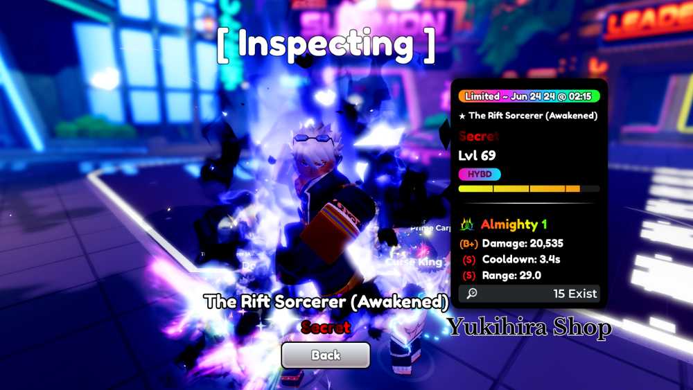 Secret GOJO Almighty (The Rift Sorcerer (Awakened)) EVO Anime Defenders