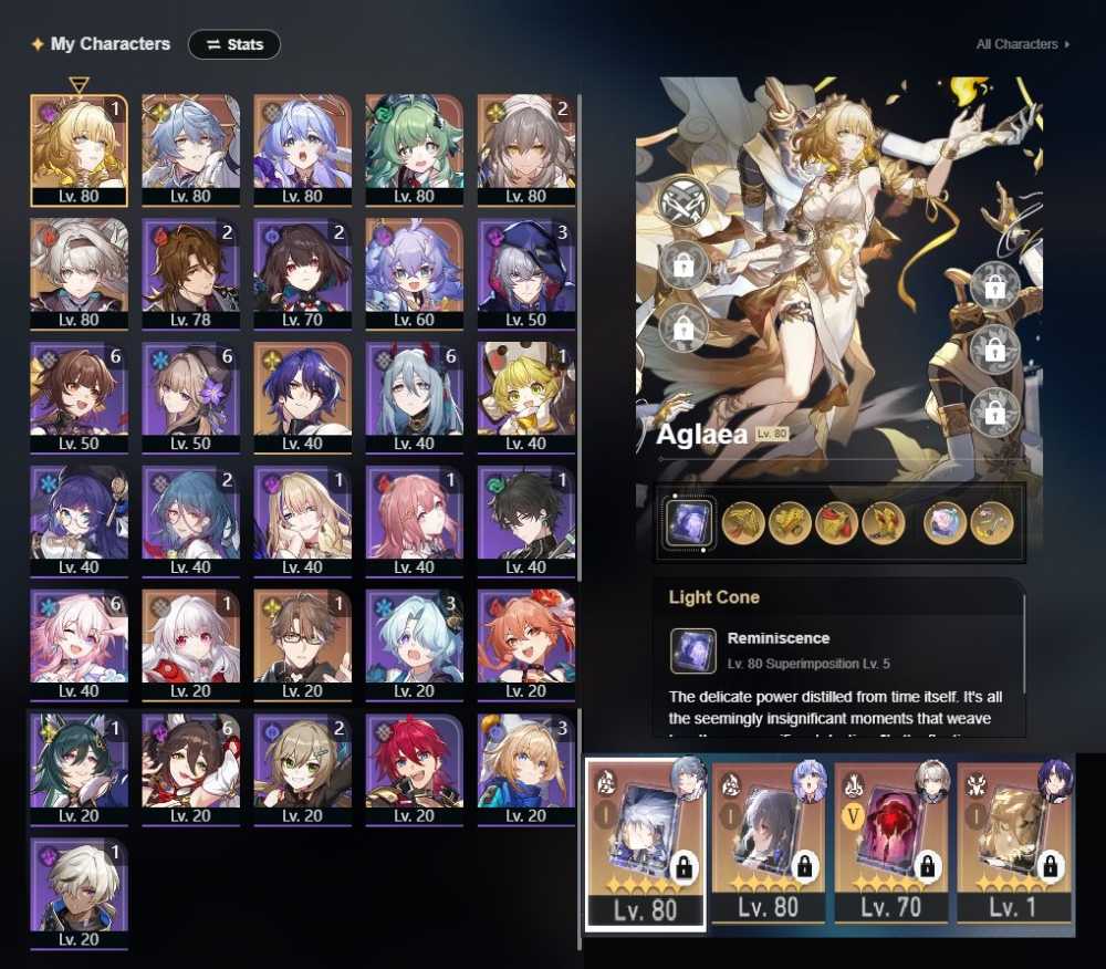 Instant Delivery - Asia TL 63 16x 5⭐ Aglaea Premium Team: Aglaea E1, Sunday E0S1, Robin, Huohuo ...