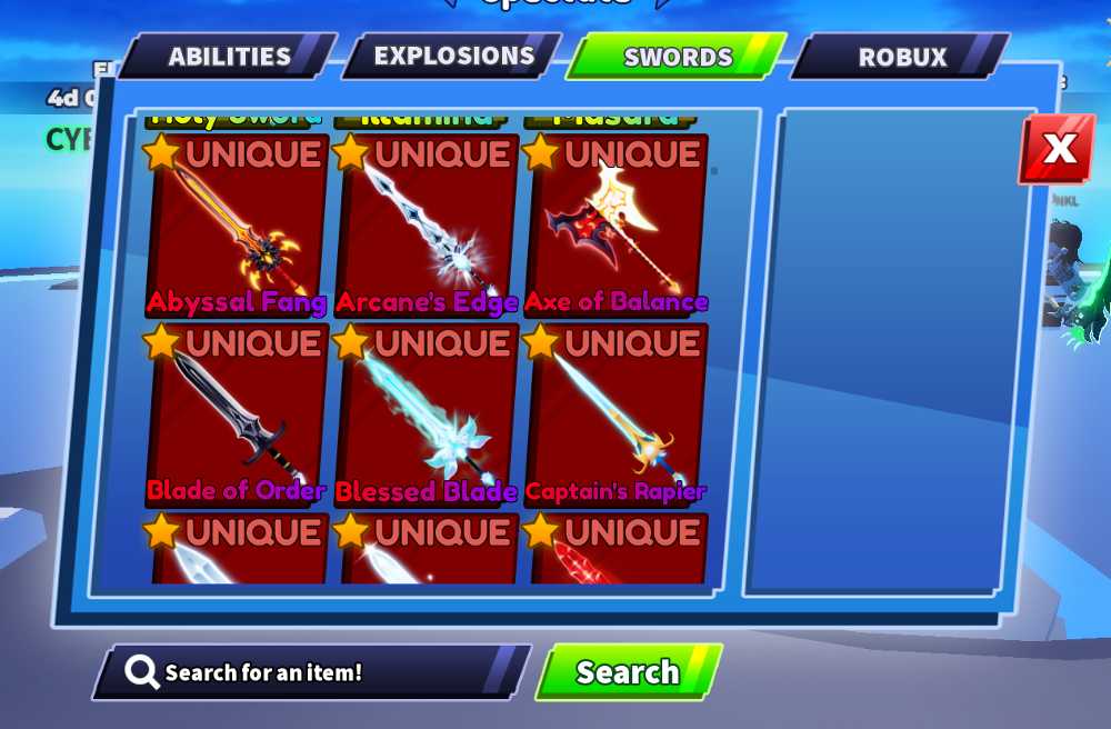 45 UNIQUE SWORDS33 UNIQUE EXPLOSIONS REAPER BLADE BALL INSTANT DELIVERY