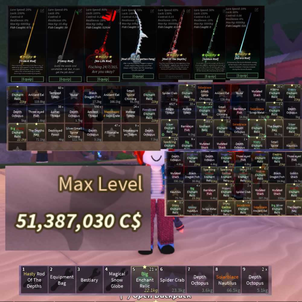 ID 308 Fisch: Level 750 Max- 51m C$ - Rod of the Forgotten Fang, No ...