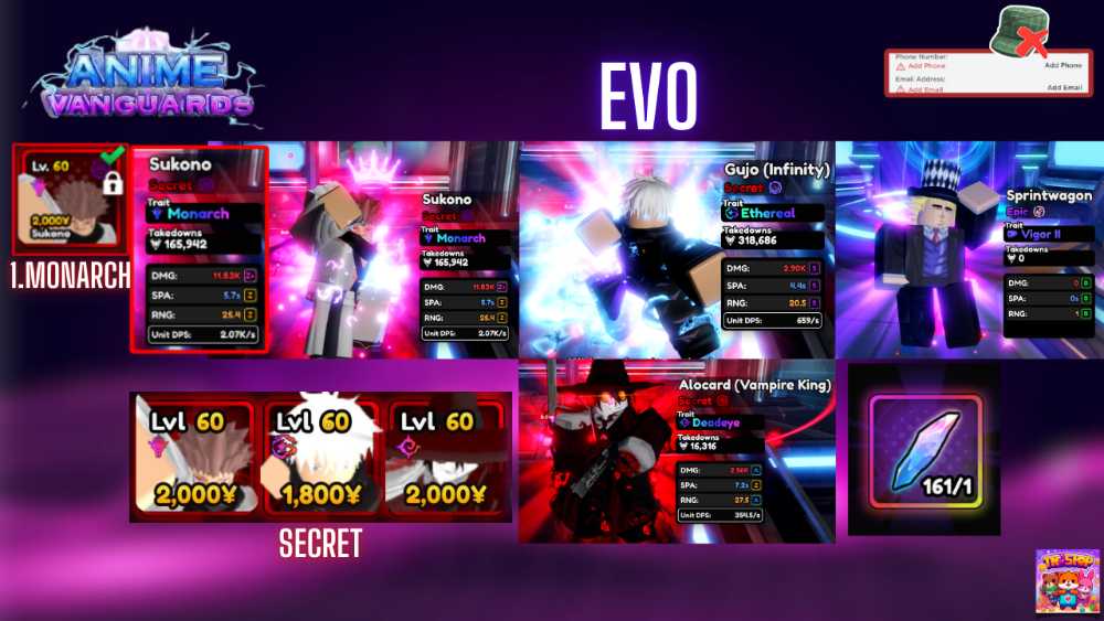 08. Anime Vanguards 1Monarch LV.84⭐Sukono EVO 0.1 Monarch Z+Z ZGujo EVO ...