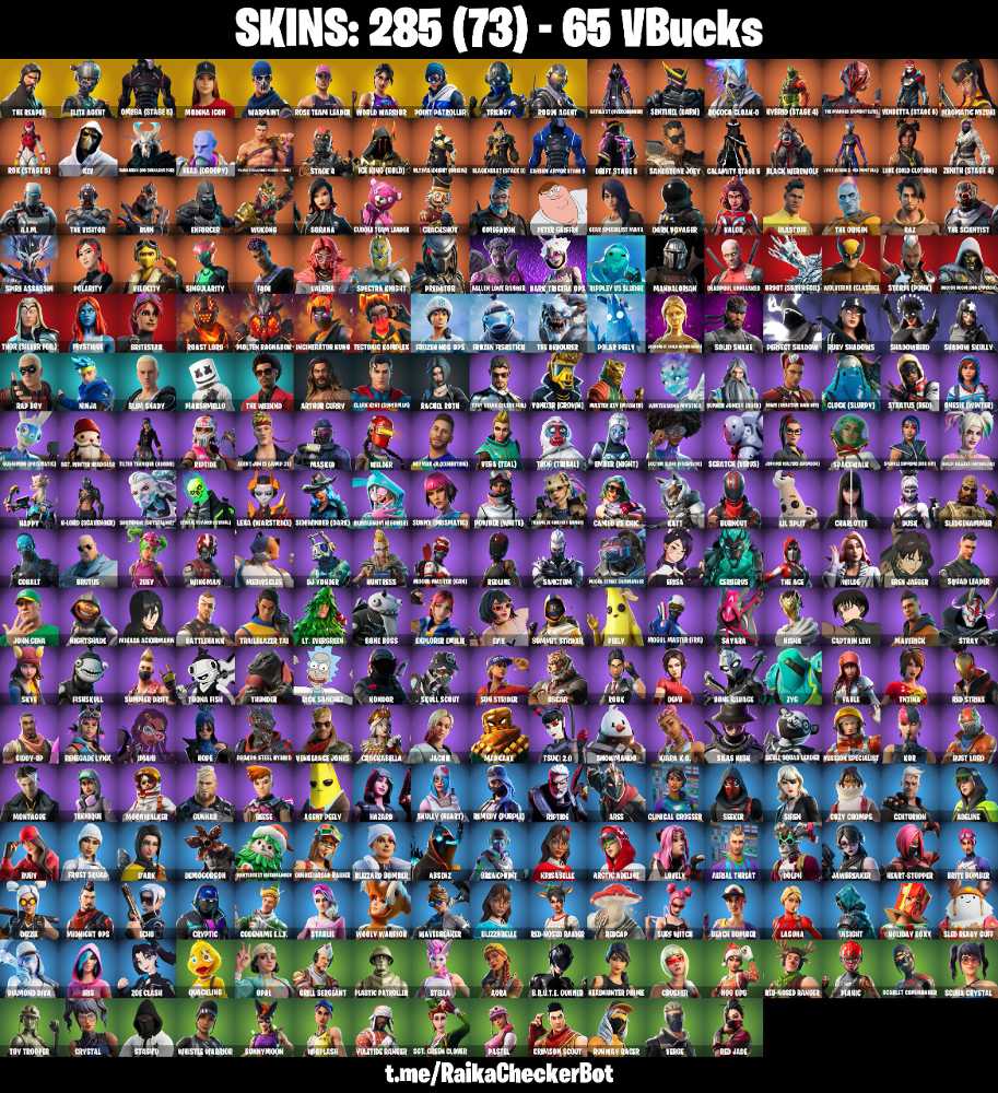 285 SKINS 282 EMOTES PSN/XBOX/NINTENDO/PC THE REAPER JABBA SWITCHWAY ...